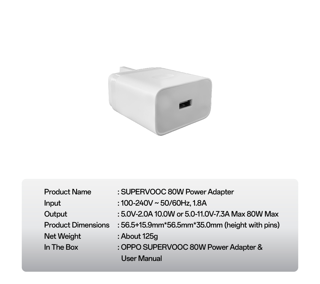 OPPO SUPERVOOC 80W Power Adapter - OPPO Malaysia